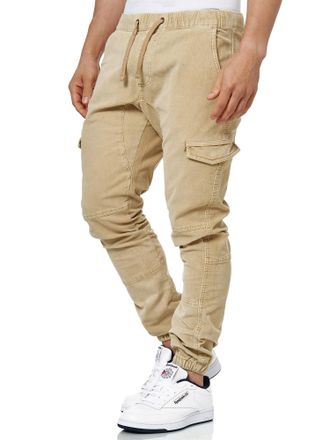 Indicode Herren Walker Cargohose (Cord-Stretch) | Cargo Hose Cordhose Kord Baumwollhose Cornstalk, XL