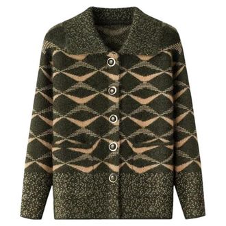 Generic Pull tricoté avec impression pour femme - Cardigan en tricot ample à simple boutonnage, Amry En8, 4XL