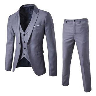 Generic Ensemble de costume pour homme - Coupe ajust&eacute;e - Solide - Formelle - Costume professionnel - Robe de mari&eacute;e - Groomsman Cblazer - Gilet Panto, 1 bouto