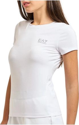 Emporio Armani Femme, Tops, Blanc, Taille: 40 FR T-Shirt Coupe Slim avec Bande Dorsale Logo