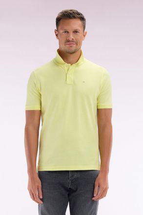 Eden Park Polo &Agrave; Manches Courtes Uni En Coton Pima Jaune Coupe Droite