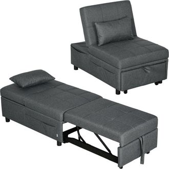 HOMCOM Homcom - 3-in-1 Schlafsessel mit Bettfunktion, ausziehbares Schlafsofa, Schlafstuhl mit Seitentasche, Verstellbarer R&uuml;ckenlehne, bis 150 kg