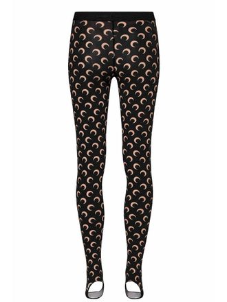 Marine Serre Moon-Print Stretch Leggings - Black