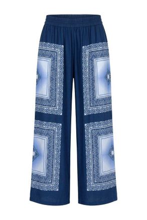 STUDIO UNTOLD Schlupfhose Hose Wide Legs High Waist Tuch-Print