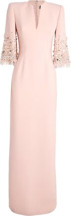 Jenny Packham Crepe Embellished Ruth Gown Size XS