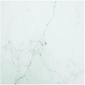 vidaXL Dessus de table blanc 70x70 cm 6 mm verre tremp&eacute; design marbre