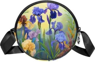 Generic Iris Petit sac &agrave; bandouli&egrave;re rond pour femme avec fermeture &eacute;clair et bretelles r&eacute;glables