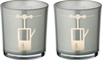 Edzard 2er-Set Teelichtglas Lift (Höhe 8 cm, ø 7,5 cm) in Grau, Windlicht mit sportlichem Skilift-Motiv