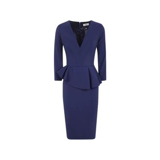 Elisabetta Franchi Ab01067E2 Robe Mi-longue - Femme - Robes - Bleu - Taille: 42 FR