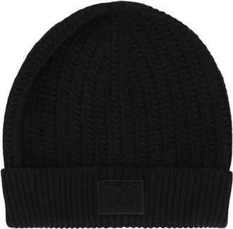 Dolce & Gabbana Mens Black Wool Beanie Virgin Hat