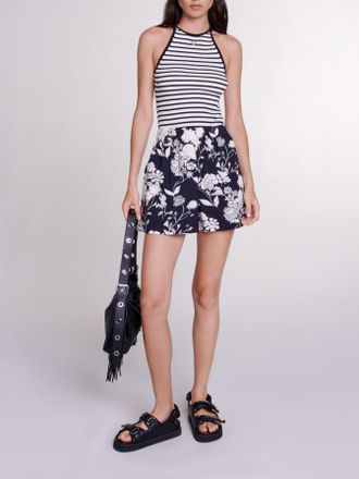 Maje Bedruckte Shorts Aus Baumwolle - Imprime Floral Ecru Noir - Gr&ouml;&szlig;e 32 - Maje