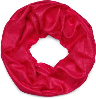 styleBREAKER Damen Loop Schal leicht und seidig mit Glitzer in Unifarben, Schlauchschal, Tuch 01016214, Farbe:Rot