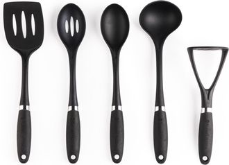 Russell Hobbs RH03026EU7 5-teiliges Utensilien-Set - Venus Collection, Masher, Schlitzwender, Schlitzlöffel, Volllöffel, Kelle, Aufhängehaken, Soft-Touch-Griffe, Kü