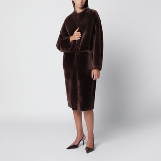 BLANCHA Wendemantel aus Shearling in Eichenbraun