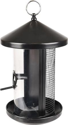 Flamingo Vogelfuttersilo Eira - Premium-Qualität - Metall/Polycarbonat schwarz 19x20x31cm