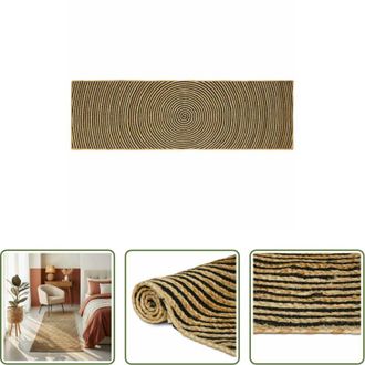 vidaXL Jute - Teppich Nat&uuml;rlich und Schwarz 80 x 250 cm Jute