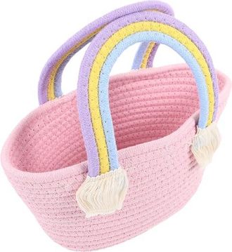 Holibanna Paquet &agrave; Main D&Eacute;t&eacute; Tiss&eacute; en Fil de Coton Poign&eacute;e Arc-en-Ciel Paquet de Plage L&eacute;ger 1 Pi&egrave;ce Fourre-Tout Boh&egrave;me pour Vacances et Bord de Mer Couleur Al&eacute;