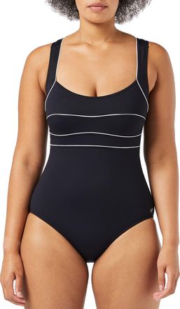 Haute Pression Damen Badeanzug, Uni, Schwarz - Noir (Noir/Blanc), 40 (Herstellergröße: 42)