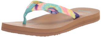 Sanuk Damen Ashland Soft Top Tie Dye Flipflop, Turquoise Multi, 37.5 EU