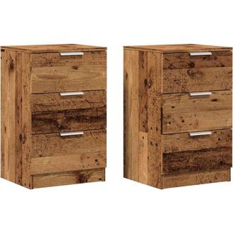 vidaXL Nachttische 2 Stk. Altholz-Optik 40x36x65 cm Holzwerkstoff Vidaxl