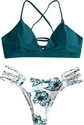 Generic Ensemble bikini push-up deux pi&egrave;ces pour femme - Dos nu - Taille haute - Triangle - Rembourr&eacute; - V&ecirc;tements de vacances pour femmes, Vert, M