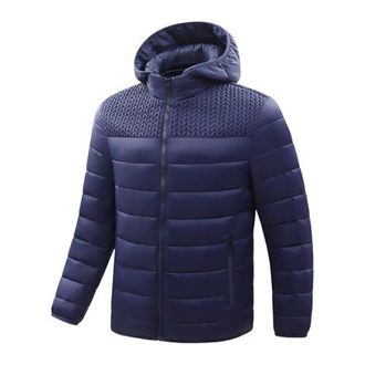 Generic Doudoune légère et isolante pour homme, coupe-vent avec fermeture éclair, pour entraînement par temps froid, vie quotidienne, bleu, XL