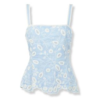 SIMKHAI Femme, Tops, Bleu, Taille: 42 FR Mckenna Embroidered Linen Cami Top