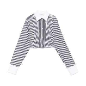 Sportmax Schwarzes Gestreiftes Hemd mit Kn&ouml;pfen - - Blouses & Shirts - Damen - Schwarzk - 2XS