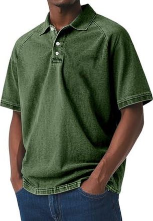 Generic Haut basique &agrave; manches courtes uni pour homme - Mode pour homme - Couleur unie - R&eacute;tro - Manches courtes - Pour int&eacute;rieur et ext&eacute;rieur, Vert noir, XXL