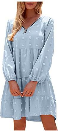 Generic Robes amincissantes 2026 pour femmes, sweatershirts &agrave; manches longues, fermeture &eacute;clair, col en V, l&eacute;ger, mini robe &agrave; volants, surdimensionn&eacute;e, couleu