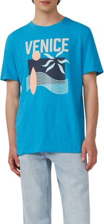 s.Oliver Baumwoll-T-Shirt mit Frontprint und Flammgarnstruktur