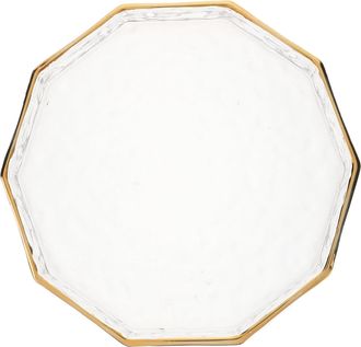 DOITOOL Elegante Glasschale mit Goldrand Nordic Design Tiefe Salatplatte Multifunktionale Dessert Obstschale Große Kapazität Praktisch für Snacks und Familien