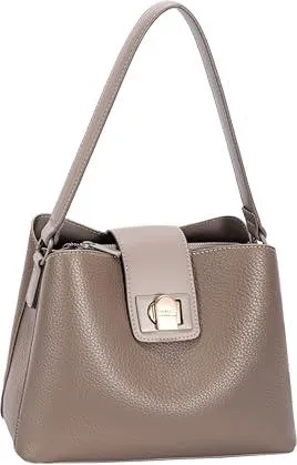 David Jones Paris - Sac &agrave; main Femme Similicuir - Sac port&eacute; &eacute;paule 3 compartiments - Taille Moyenne - Ville Chic Classique &eacute;l&eacute;gant Pratique (Fungi)