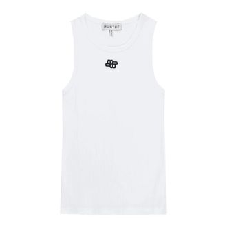 Munthe Top mit gesticktem Logo-Detail - - Tops - Damen - Wei&szlig; - M