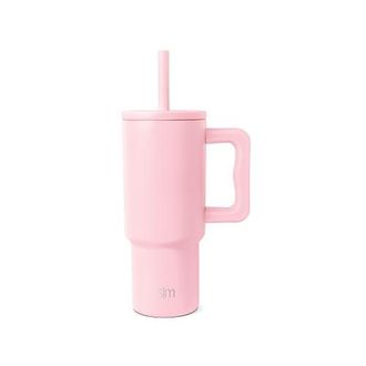 Simple Modern Mug Isotherme avec Poign&eacute;e et Paille en silicone | Gourde Isotherme en Acier Inoxydable | Tumbler de viaje | Trek | 710ml | Blush