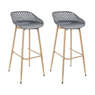 Paris Prix Paris Prix - Lot de 2 Tabourets de Bar Malaga 88cm Gris