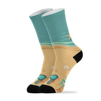 Generic Plage Bleue Chaussettes Hommes Fantaisie Crew Socks Doux Chaussettes Sport Pour Travail Affaires Femme 40Cm