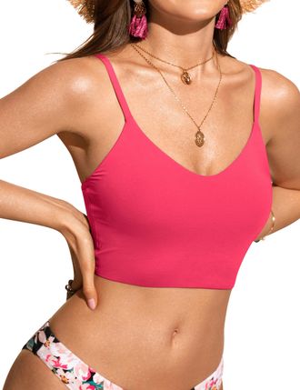 CRZ YOGA Damen Bikini Top Swimsuit Schnell Trocknend Padded Bikini Swim Oberteil Magenta 42