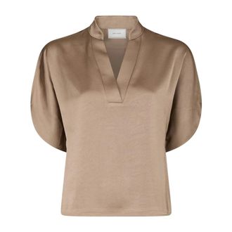 Neo Noir Satin-Bluse - - Blouses & Shirts - Damen - Braun - XL