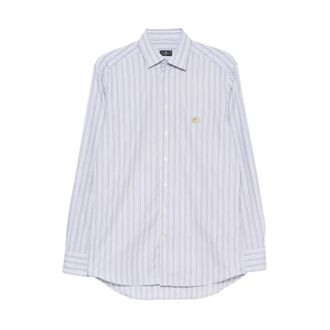 Etro Gestreiftes Hemd mit Pegaso-Stickerei - - Shirts - Herren - Blau - M