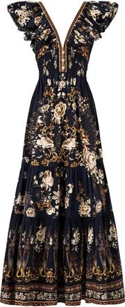 Camilla Femme, Robes, Bleu, Taille: 40 FR Robe &agrave; Volants et Col &agrave; Froufrous