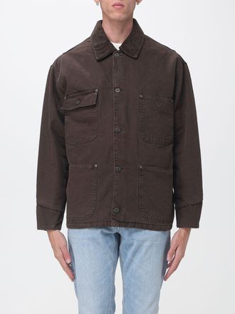 Emporio Armani Veste-chemise en coton avec col en velours c&ocirc;tel&eacute;