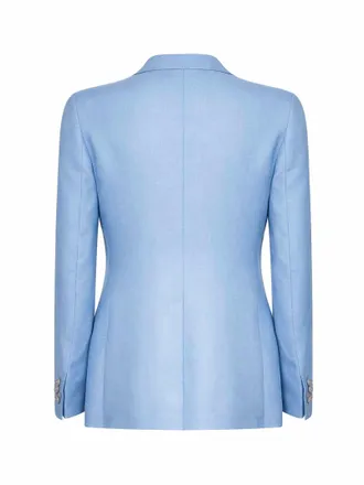 Tagliatore Womens Double-Breasted Blazer Light Blue Virgin Wool Jacket