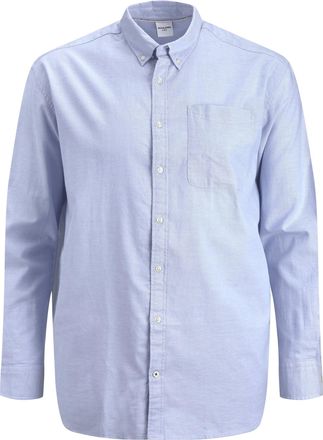 Jack & Jones Herren Jack & Jones Einfarbiges Plus Size Hemd | Basic &Uuml;bergr&ouml;&szlig;en Langarm Shirt | Uni Business JJEOXFORD, Farben:Blau, Gr&ouml;&szlig;e Hemd:5XL