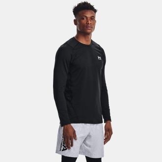 Under Armour ColdGear Fitted Oberteil mit Rundhalsausschnitt für Herren Schwarz / Weiß XXL
