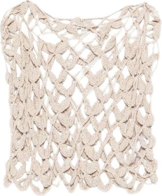 Antonelli Femme, Tops, Beige, Taille: 40 FR Pull Tricot Crochet Sans Manches