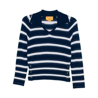 Guest In Residence Femme, Pulls, Bleu, Taille: 40 FR Polo &agrave; col en V ray&eacute;