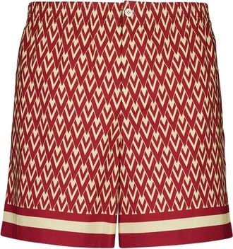 Valentino Garavani Homme, Shorts, Multicolore, Taille: S Shorts Bermuda en Popeline de Coton avec Imprim&eacute; Toute La V