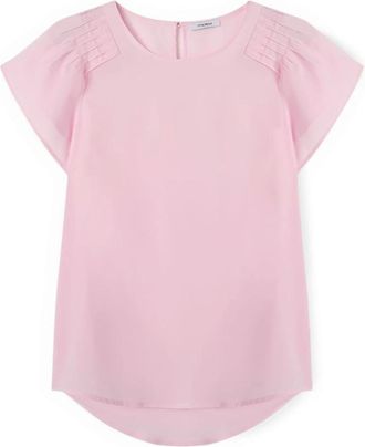 Motivi Femme, Blouses et Chemises, Rose, Taille: 36 FR Blouse en cr&ecirc;pe de chine avec plis