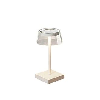 Konstsmide Lampe de table LED sans fil &agrave; piles rechargeables avec variateur dintensit&eacute; et station de chargement USB Blanc